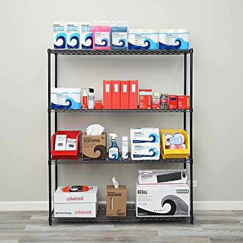 Alera ALESW206018BA All-Purpose Wire Shelving Starter Kit, 4-Shelf, 60 X 18 X 72, Black Anthracite+