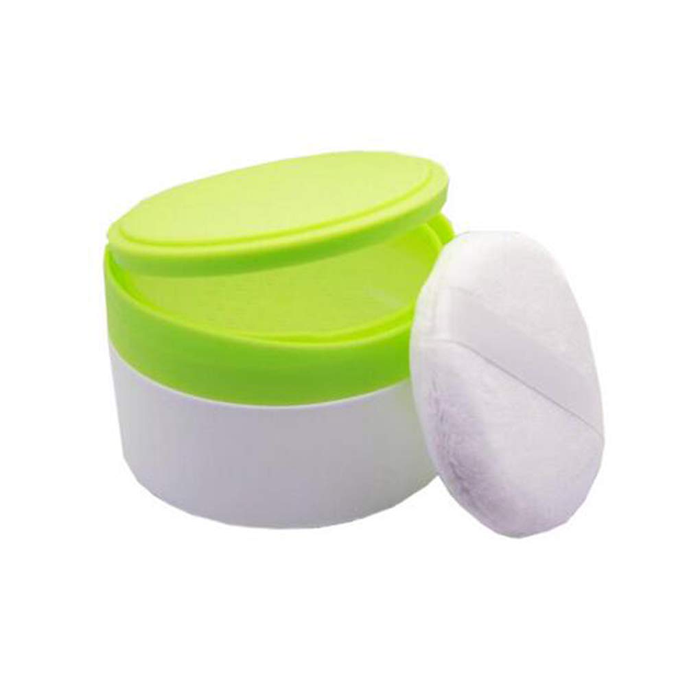 ericotry 1pcs Empty Portable Refillable Plastic Powder Puff Box Baby After-Bath Talcum Powder Container with Powder Puff and Sifter(Green)