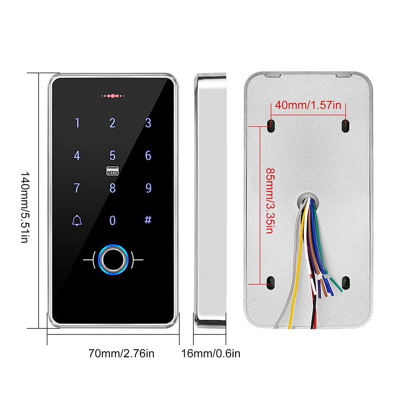 JIAN BOLAND Fingerprint Access Control Keypad, Door Access Control Keypad Wiegand 26 PIN Code RFID Keypad with 5pcs IC Key Fobs Backlight Waterproof IP67