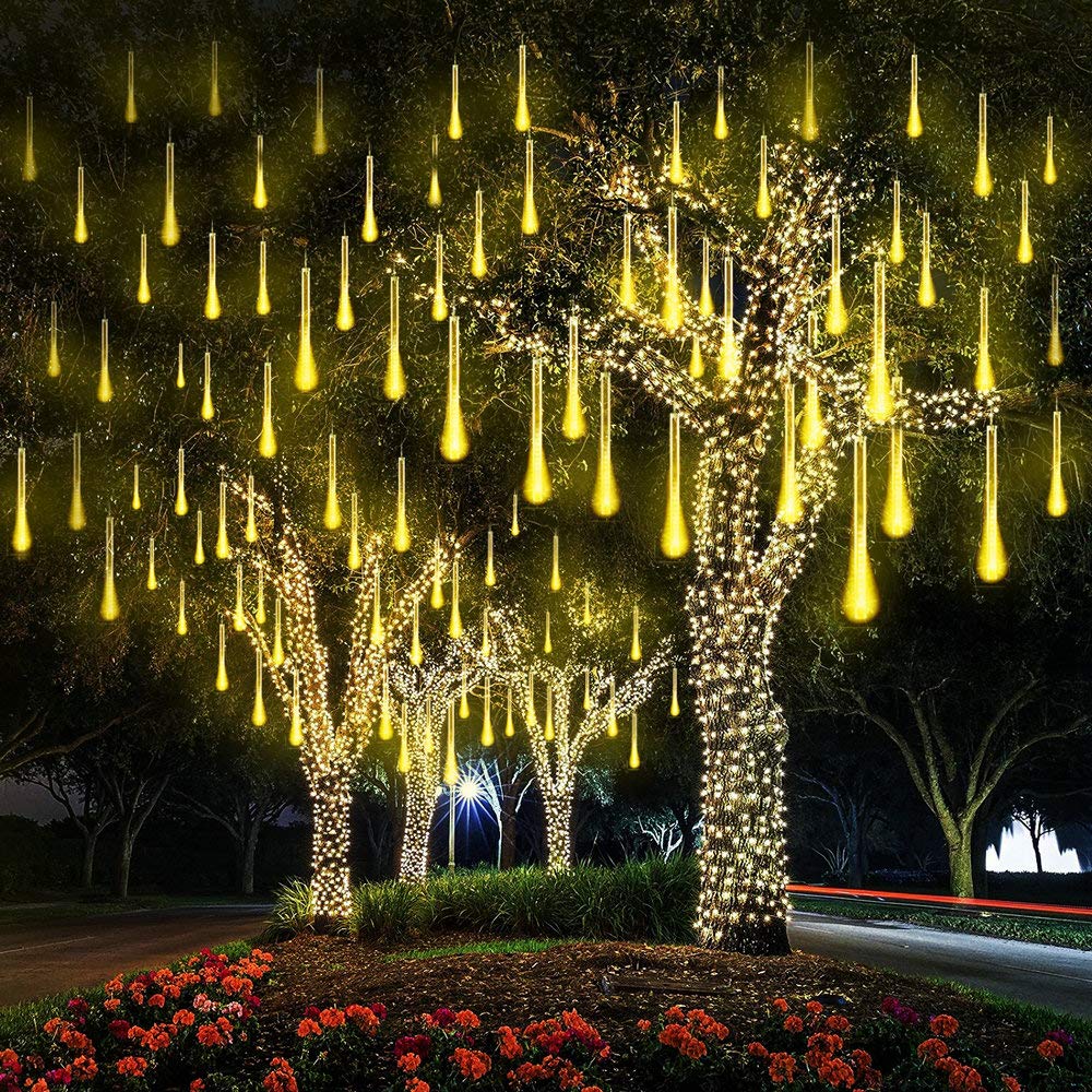 AKNMSOY LED Meteor Shower Lights,Falling Rain Drop Lights,Icicle Lights with Waterproof 11.8inch 8 Tubes SMD2835 192LEDs for Party Wedding Holiday Christmas Decoration