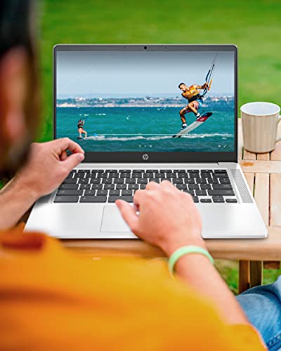 HP Chromebook 14a Laptop, AMD 3015Ce Processor, 4 GB RAM, 32 GB eMMC Storage, 14-inch Micro-Edge HD Display, Google Chrome OS, Anti-glare Screen, Long-Battery Life (14a-nd0010nr, 2021, Mineral Silver)