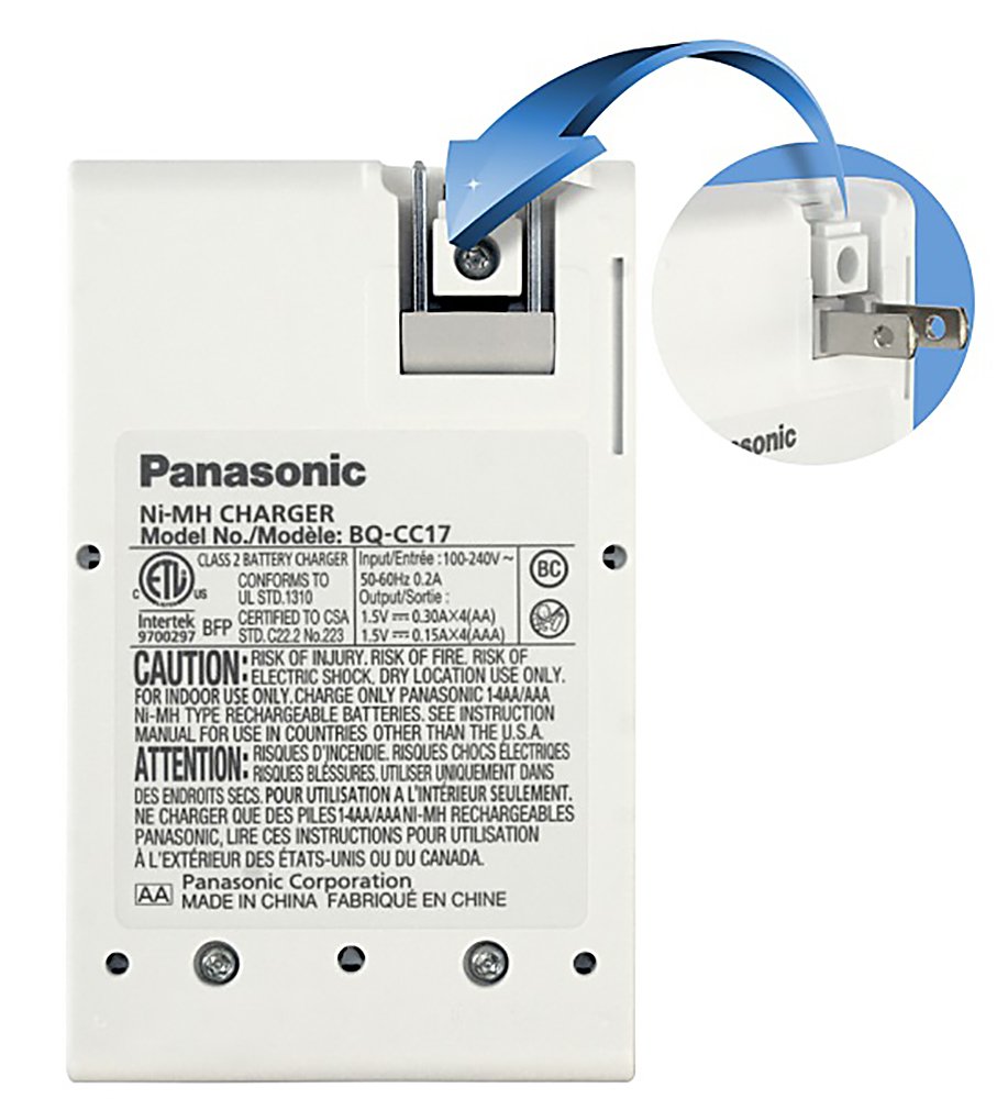 Eneloop Panasonic Advanced 4-Cell Battery Charger BQ-CC17SBA White & Ni-MH AA Battery BK-3MCCA4BA 1.2V 4pk Rechargeable