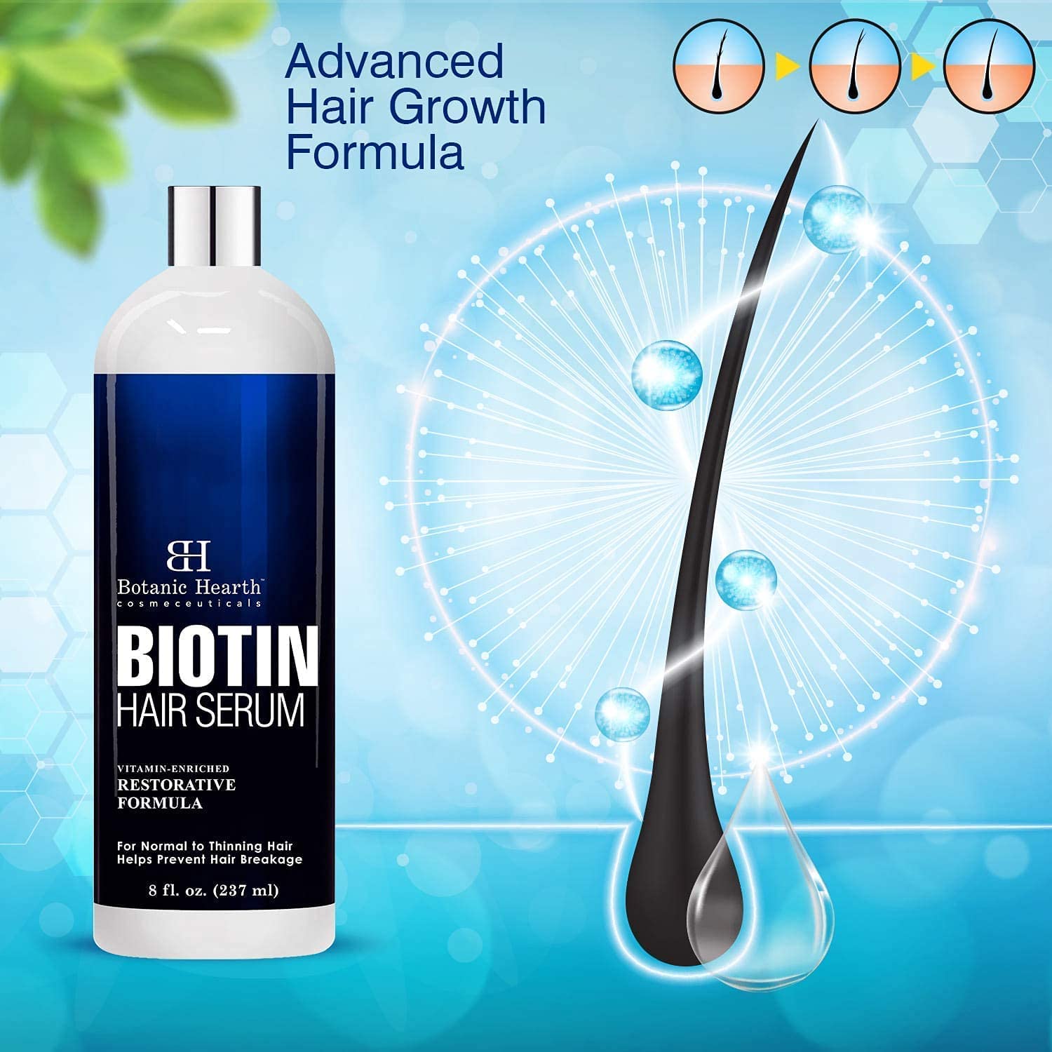 Botanic Hearth Tea Tree Shampoo & Conditioner Set (16 oz each) and Biotin Hair Serum (4 oz) Bundle