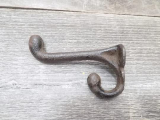 15 Rustic CAST Iron Acorn Hooks Rust 3 1/4" Long Hook Coat HAT Wall Hook LOT