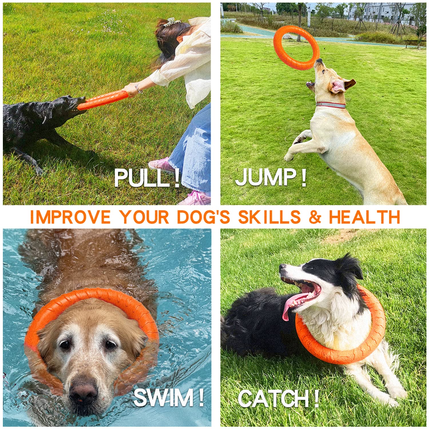 DLDER Dog Flying Disc Dog Chew Toy,Dog Toys for Aggressive Chewers Floating Dog Ring/Fetch Toys for Medium/Large Breeds Interactive Dog Pool Float Durable Toy for Training and Teeth Cleaning,28cm