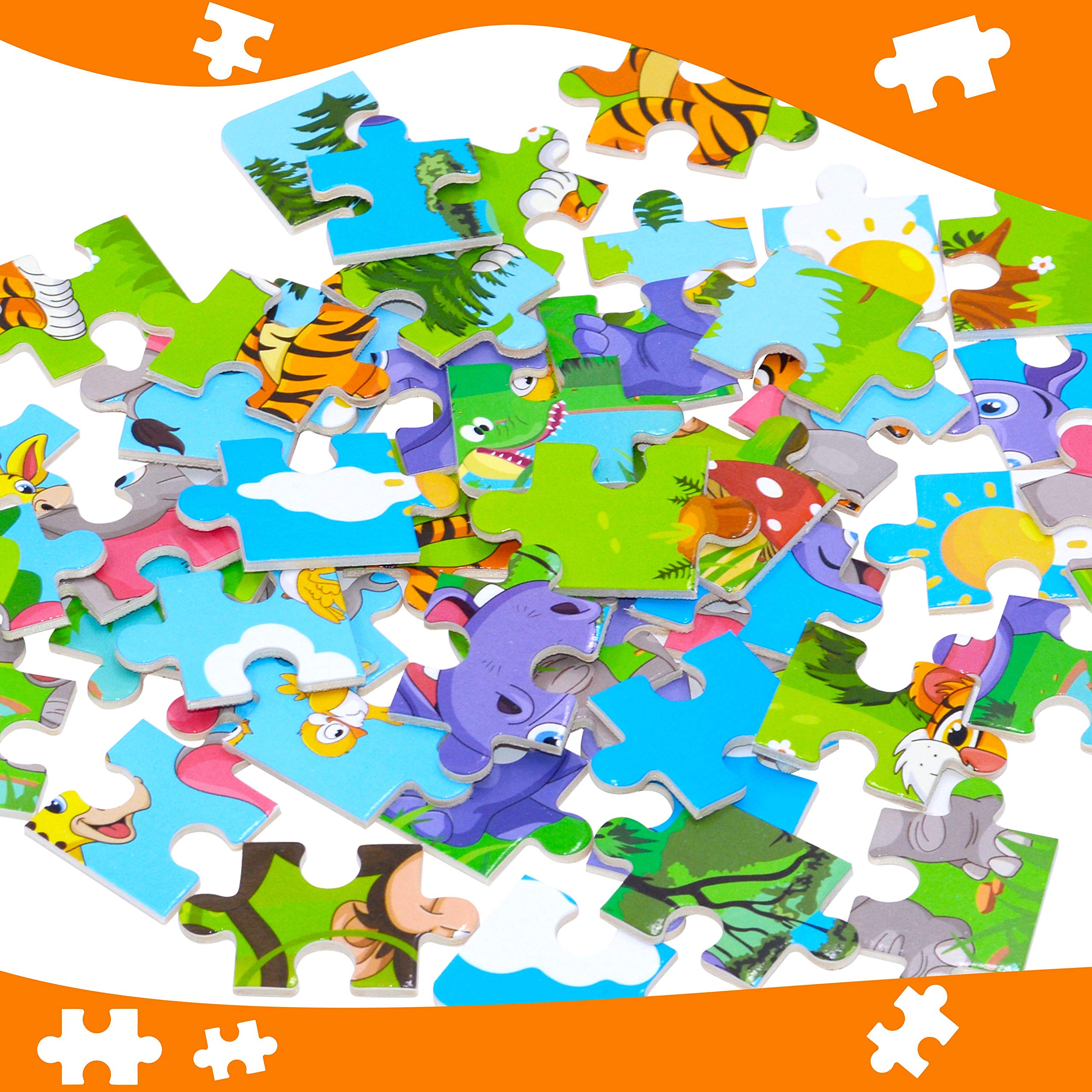 6 Packs Wooden Animals Jigsaw Puzzle, Early Educational Learning Toys Set Preschool Puzzles for 2-5 Years Old Kids