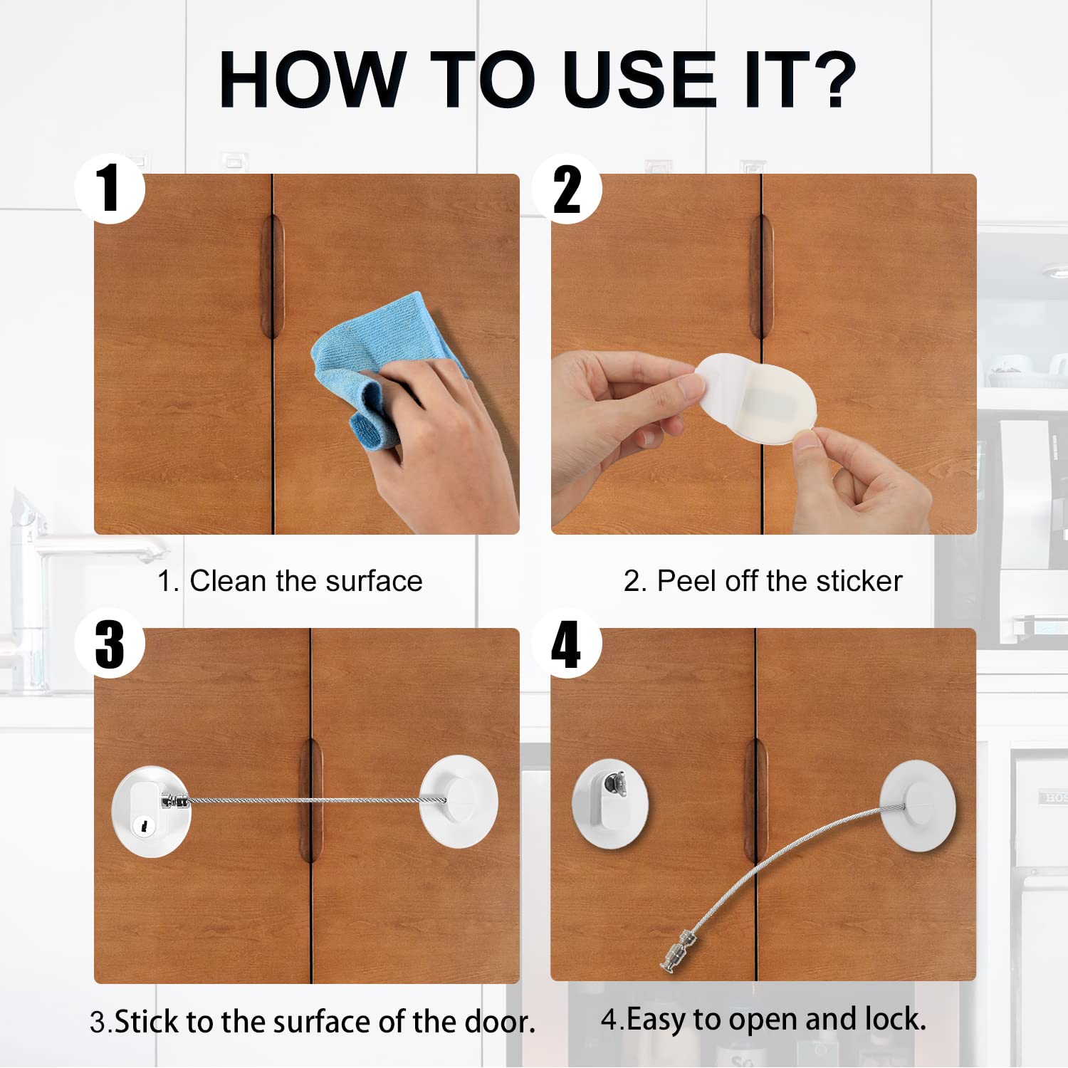 2pcs Refrigerator Door Locks with Keys, Self Adhesive Freezer Lock Window Door Locks Child Safety Locks for Cabinet Cupboard Drawer Kitchen (Oval Shape)
