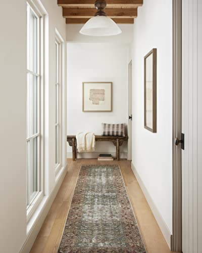 Amber Lewis x Loloi Georgie Collection GER-07 Moss/Salmon 5'-0" x 7'-6" Area Rug