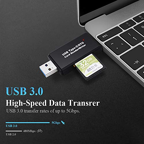 2 in 1 High-Speed Portable Memory Card Reader SD 3.0 Transport Protocol, SD Card Reader USB 3.0 to SDXC, SDHC, SD, MMC, RS-MMC, Micro SDXC, Micro SD, Micro SDHC Card and UHS-I