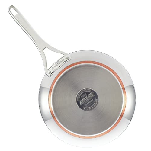 Anolon Nouvelle Stainless Stainless Steel Frying Pan / Fry Pan / Stainless Steel Skillet with Lid - 12 Inch, Silver