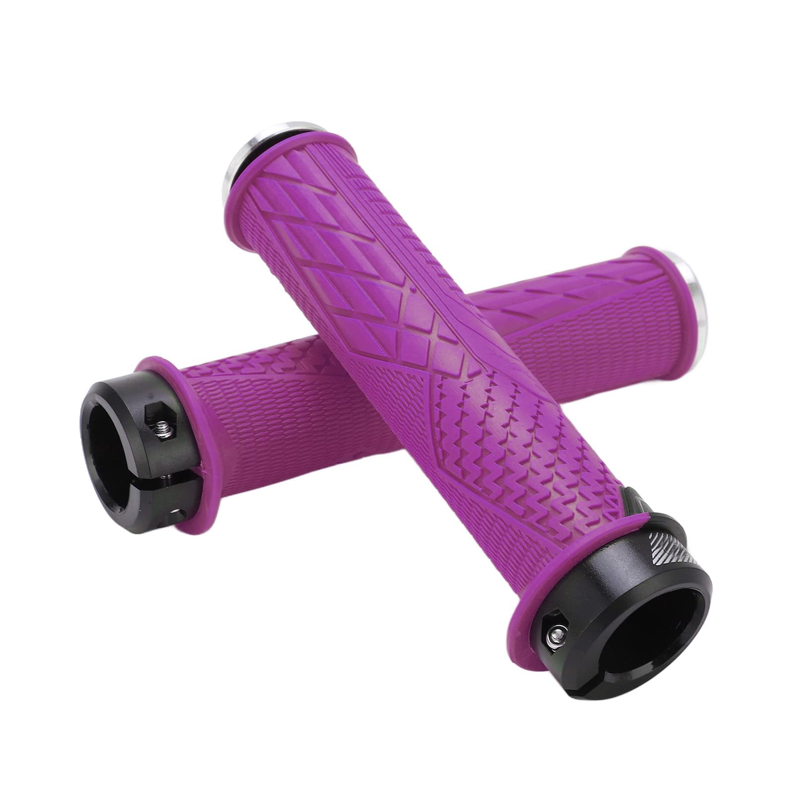 2PCS Bike Handle Grips TPR Rubber Ergonomic Lightweight Bike Lock Grip Replacement Parts Cycling Accessory (Purple)