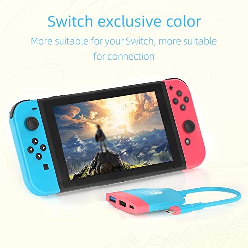 CUJUX Multi-Function Portable Docking Station USB C to 4K HDMI-Compatible USB 3.0 PD for MacBook Pro (Color : Red Blue)