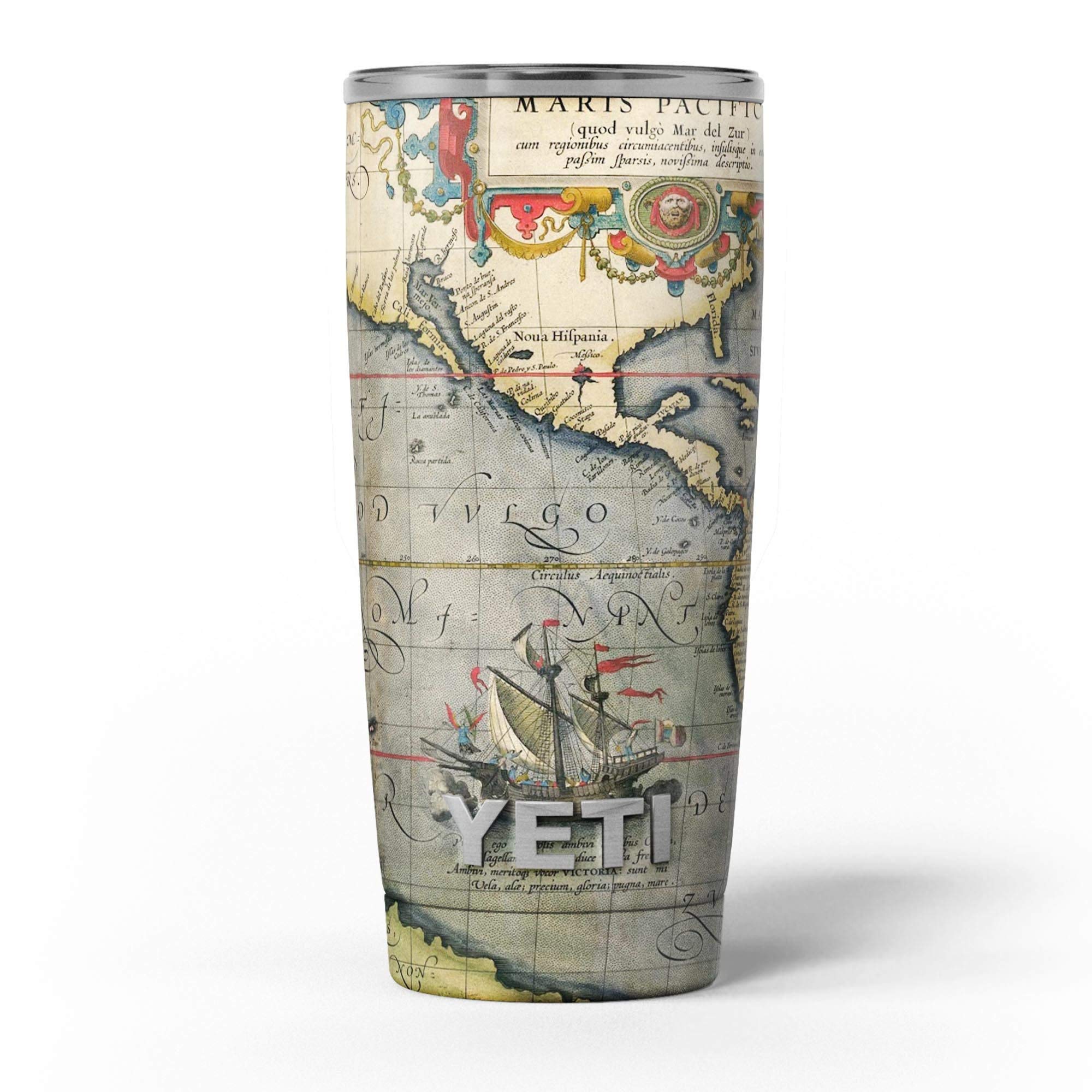 Design Skinz The Vintage Coast Map - Skin Decal Vinyl Wrap Kit Compatible with The Yeti Rambler Cooler Tumbler Cups