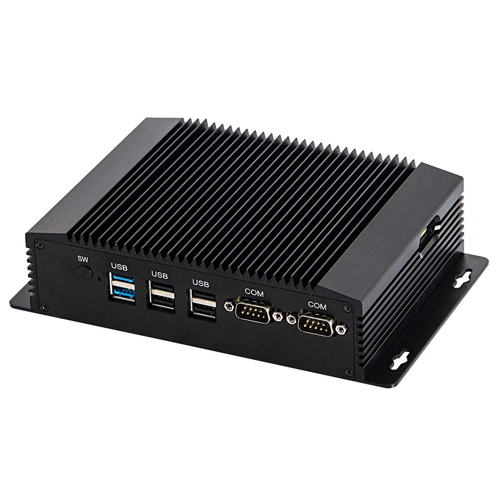 HUNSN Industrial Computer, Fanless Mini PC, Embedded IPC, N3510 N3520, Windows 11 / Linux Ubuntu, BM18, Watchdog, GPIO, WOL, SIM Slot, 2 x LAN, 2 x RS232 422 485, 8G RAM, 128G SSD