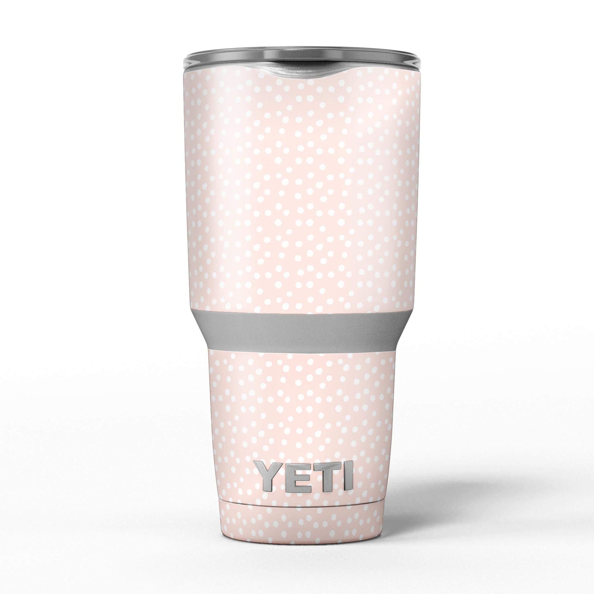 Design Skinz The Coral and White Micro Polka Dots - Skin Decal Vinyl Wrap Kit Compatible with The Yeti Rambler Cooler Tumbler Cups