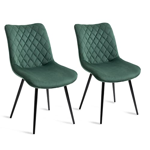 ANOUR Modern Dining Chairs, Velvet Kitchen Chair, Living Room Chairs, Set of 2, Upholstered Side Chair with Metal Legs for Dining Room Kitchen Bedroom Vanity