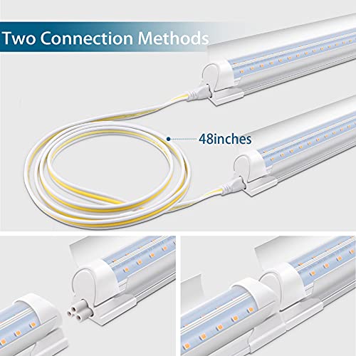Barrina LED Shop Light, 4FT 40W 5000LM 5000K with Reflectors, V Shape LED Shop Lights, Daylight White LED for Garage Lights, Clear Cover LED Ceiling Light, T8 Integrated Light Fixture