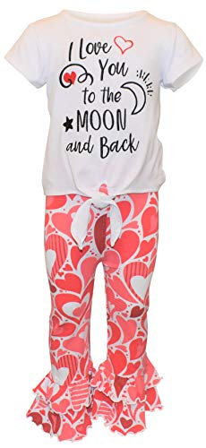 Unique Baby Girls Valentines Day Love You to the Moon 2pc Set (6, Moon)