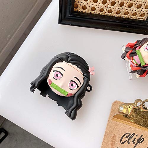 VARWANEO Anime Cartoon Demon Slayer Beautiful Girl 3D Case for AirPods 1 2 Pro Charging Box Soft Silicone Wireless Bluetooth Earphone Protective Cover (for AirPods Pro)