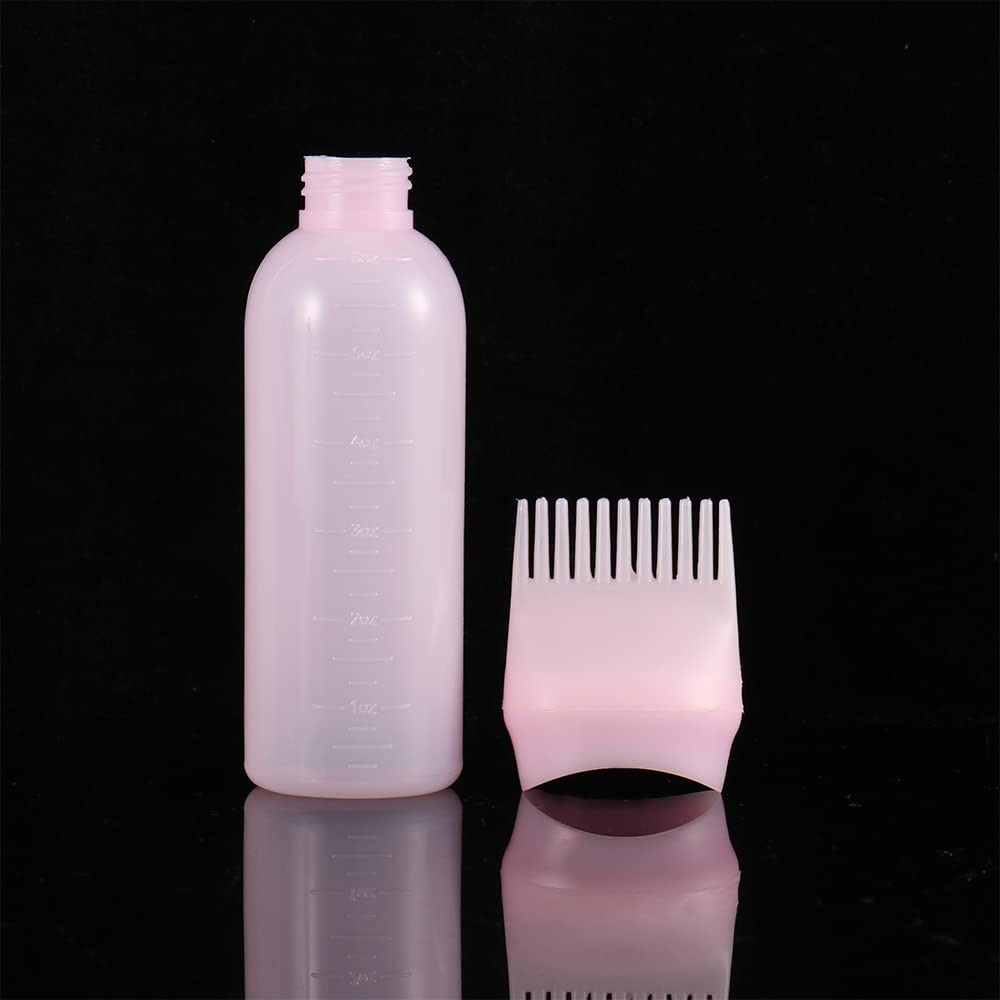 2PCS Root Comb Applicator Bottle, Empty Bottle Styling Tool Dyeing Shampoo Bottle, Hair Dye Applicator Brush Bottles Dyeing Shampoo Bottle (Purple&Pink)
