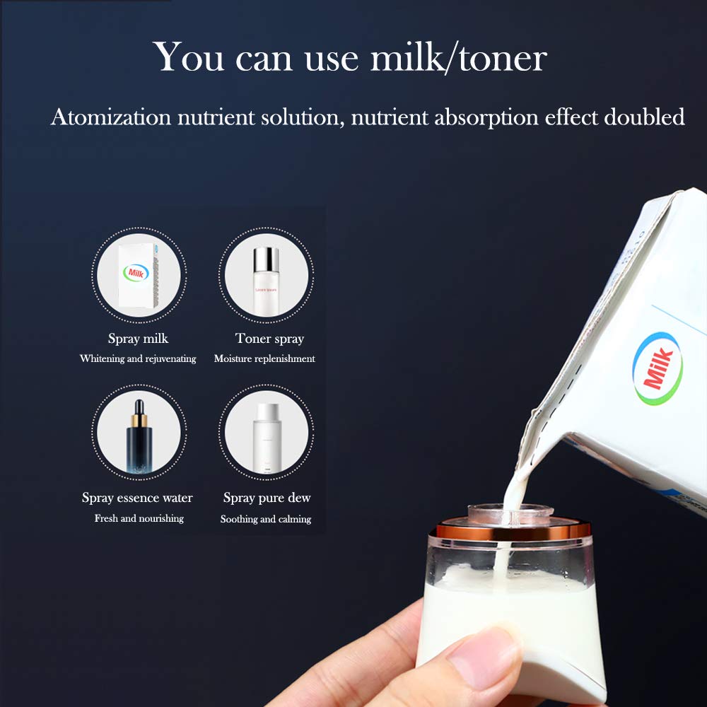 FATUXZ Handy Nano Facial Mister with Skin Analyzer Moisture Tester, Portable Nano Mist Sprayer Atomization Eyelash Extensions Steamer Mister,Mini Cool with Large Capacity,Face Moisturizing