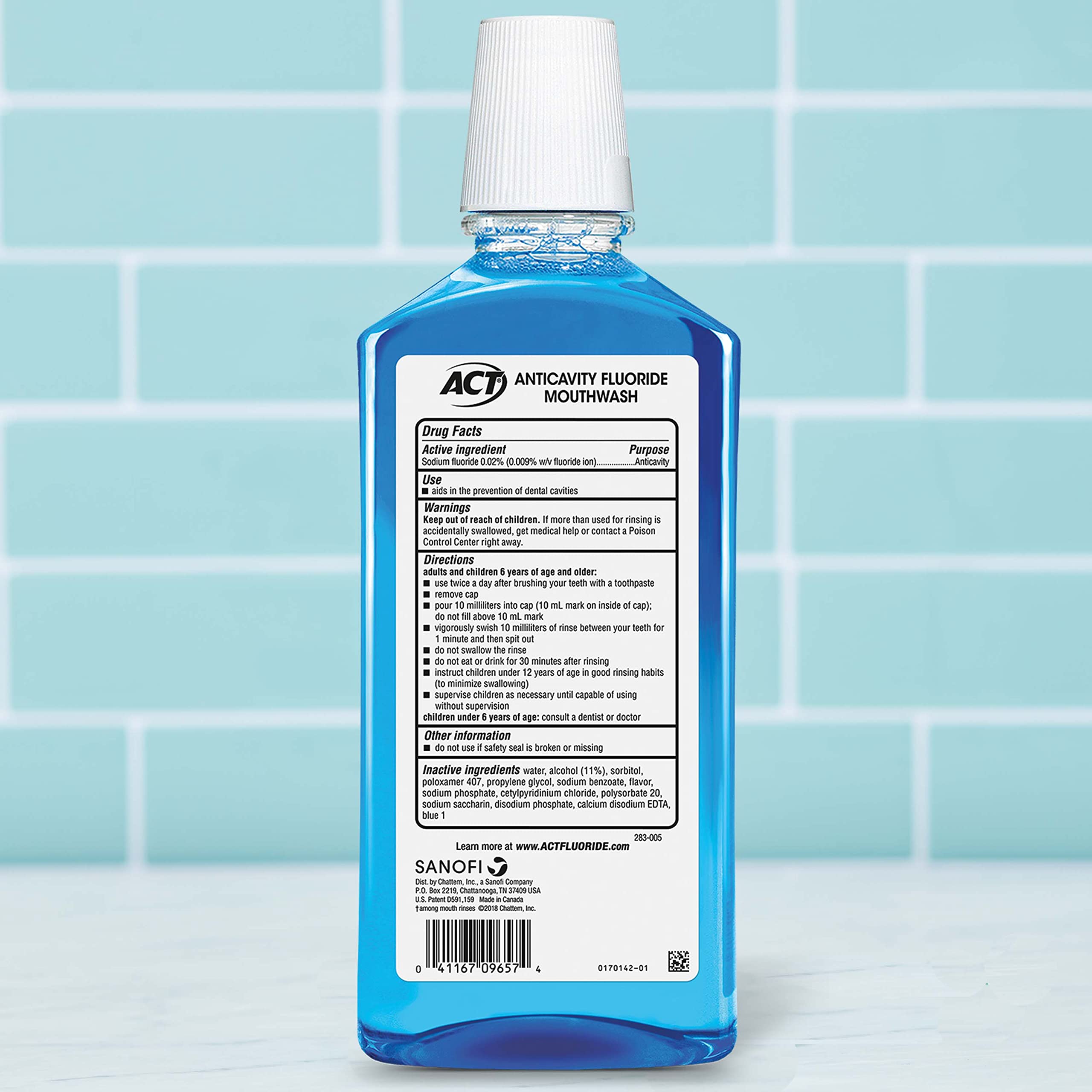 ACT Total Care Anticavity Fluoride Mouthwash 33.8 fl. oz. Kills Bad Breath Germs, Icy Clean Mint