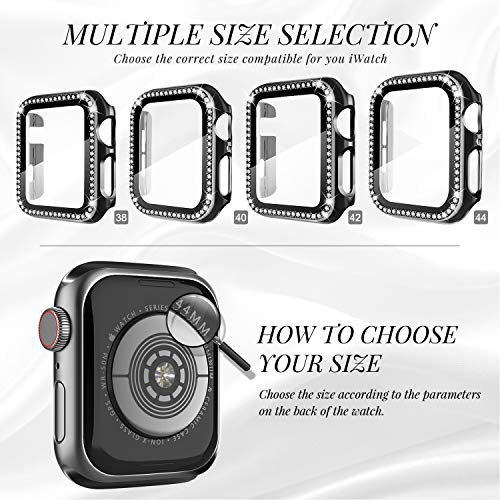 Recoppa Compatible for Apple Watch Case with Screen Protector for Apple Watch 44mm Series 6/5/4/SE, Bling Crystal Diamond Rhinestone Ultra-Thin Bumper Full Cover Protective Case for Women Girls iWatch