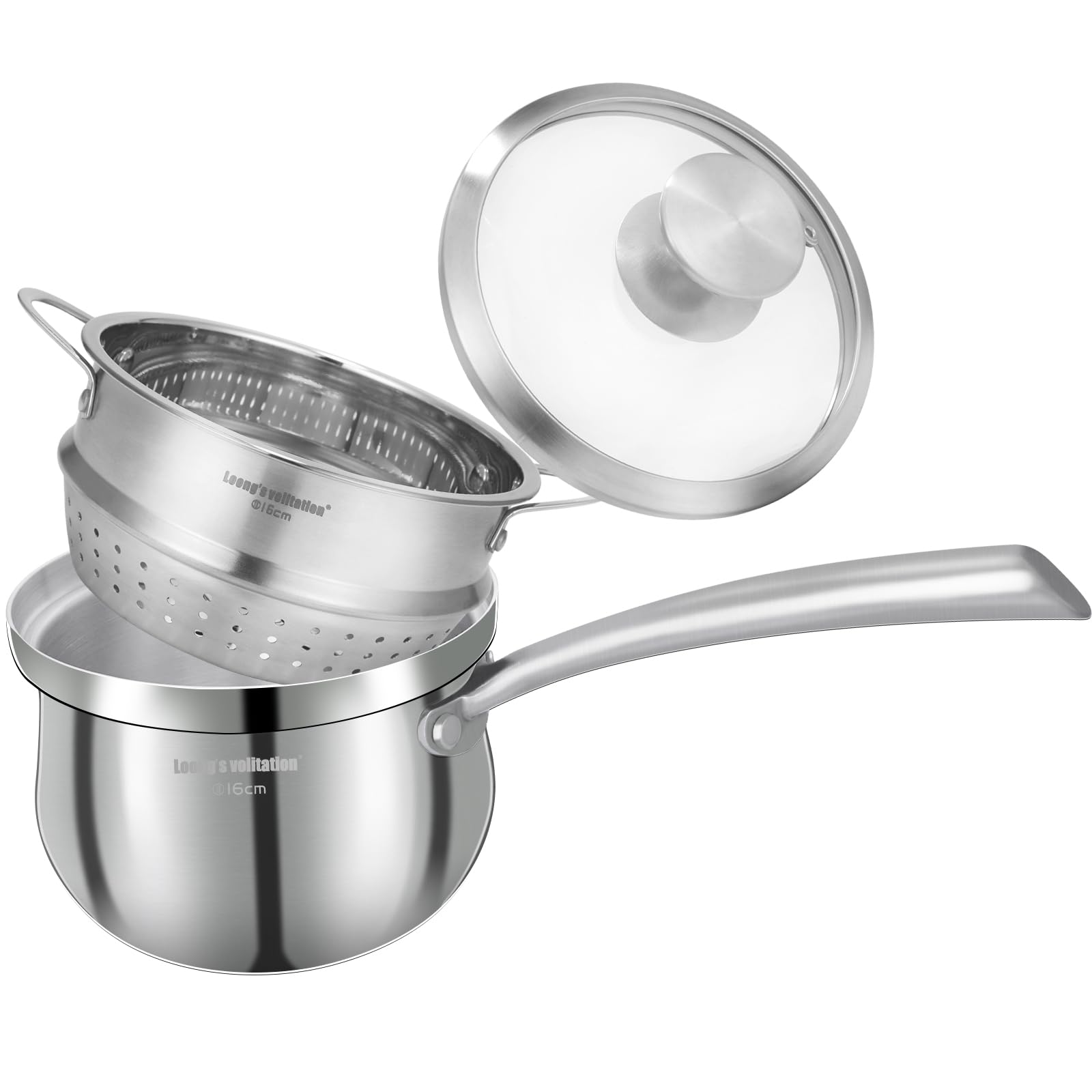 2.3 Quart Stainless Steel Saucepan with Steamer Basketļ¼Tri-ply Constructionļ¼Multi-functional Sauce Pan Set with Lidļ¼Small Sauce Pots Cooking for Pastaļ¼Graviesļ¼Noodlesļ¼Vegetable