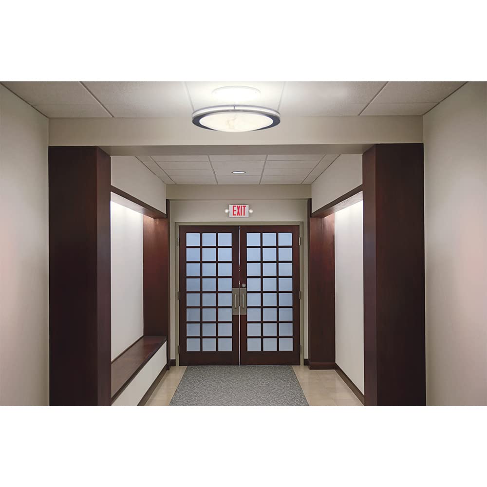 All Pro APCH7R Combo Unit, Integrated LED Exit Sign with (2) LED Emergency Light Heads, 25-Watt, White with Red Letters