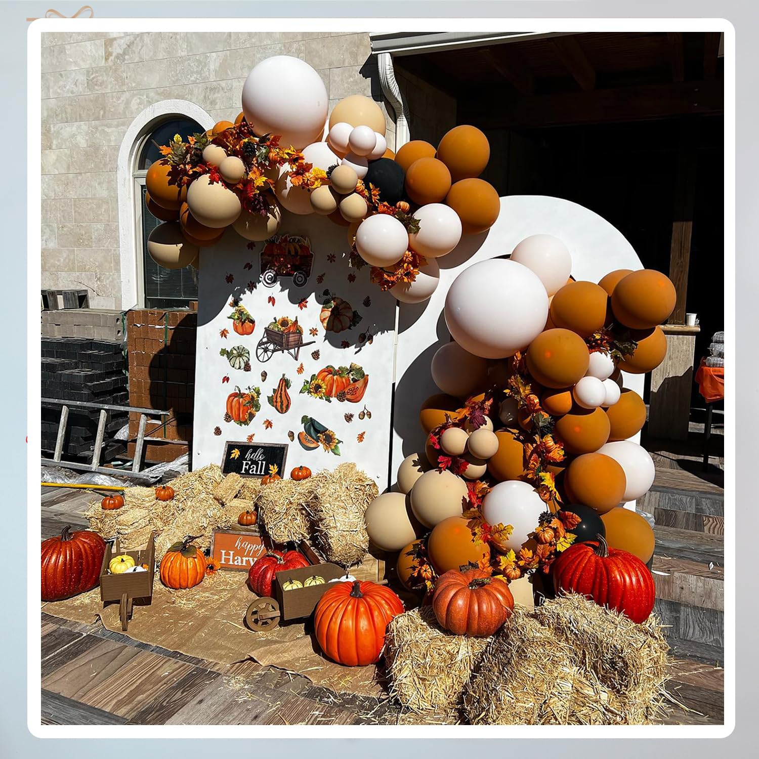 142Pcs Double-Stuffed Burnt Orange Balloon Garland Arch Kit Rust Balloon Fall Balloon Garland Double Layer Matte Cream Peach Apricot Balloons Set for Wedding Birthday Baby Shower Party Decoration