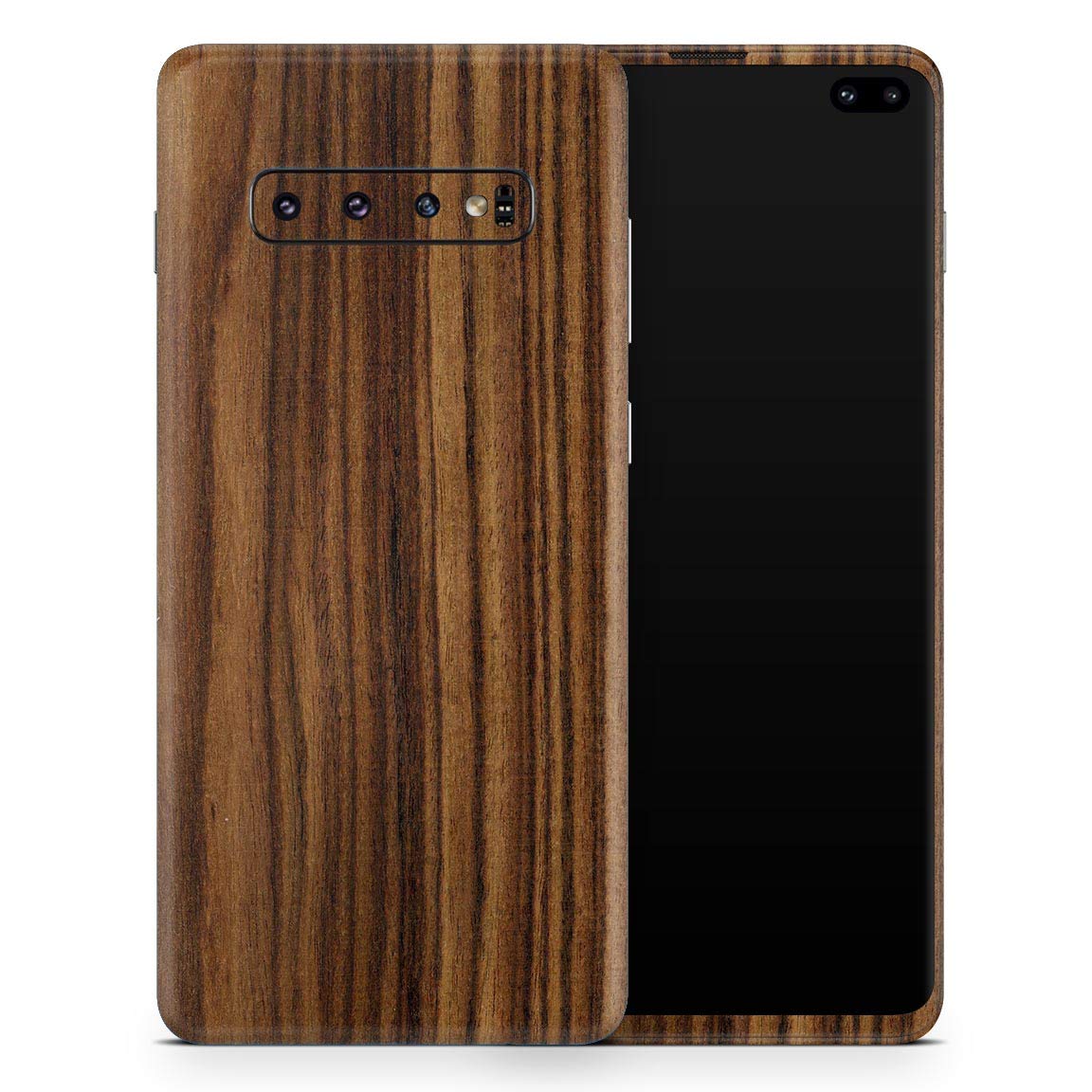 DesignSkinz Bright Ebony Woodgrain | Protective Vinyl Decal Wrap Skin Cover Compatible with The Samsung Galaxy S9 Plus (Full-Body, Screen Trim & Back Glass Skin)