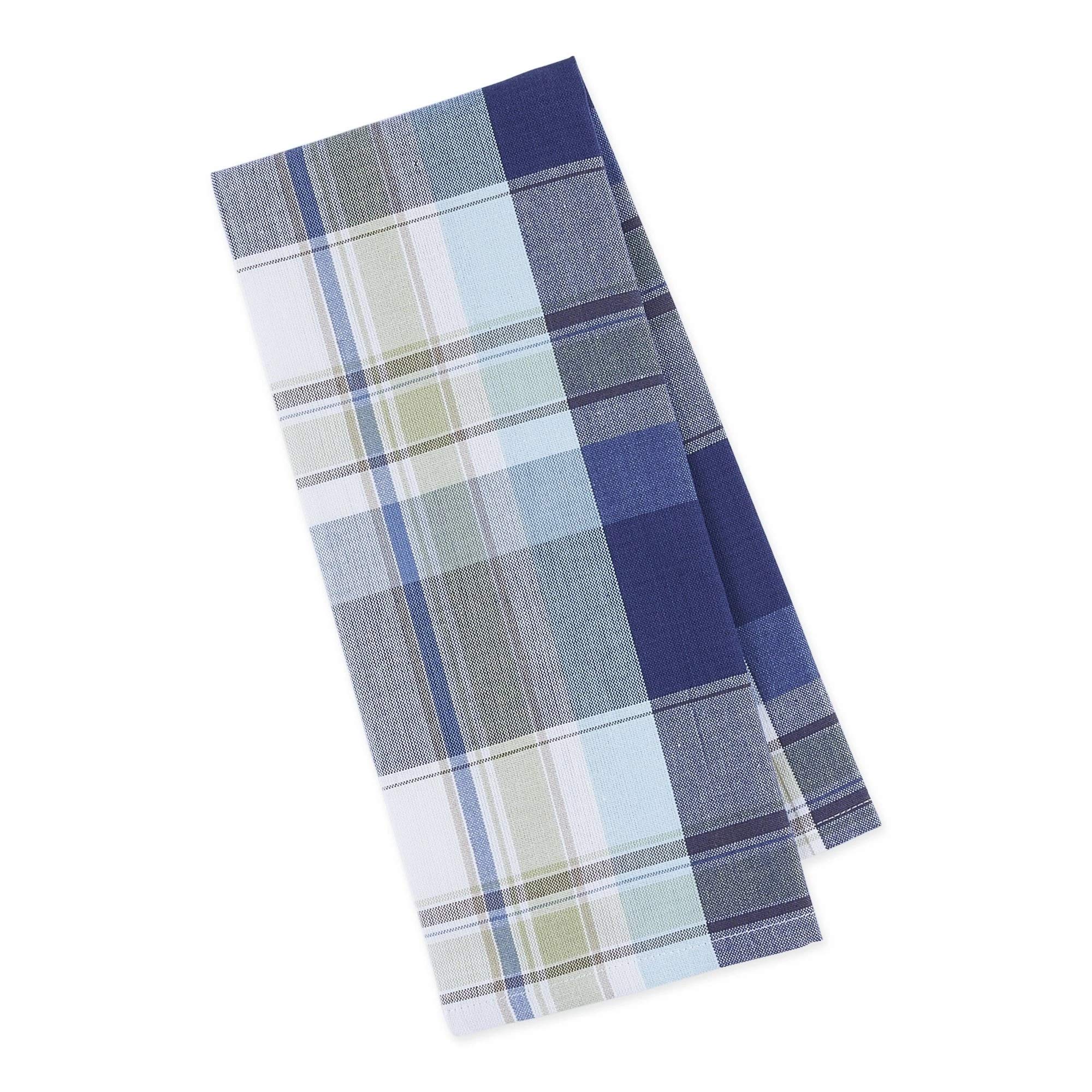 2 Embroidered Lake Kitchen Towels with 1 Plaid Towel | Relax You're at The Lake, Plaid Print, Lake Life Decor Theme Towel Set