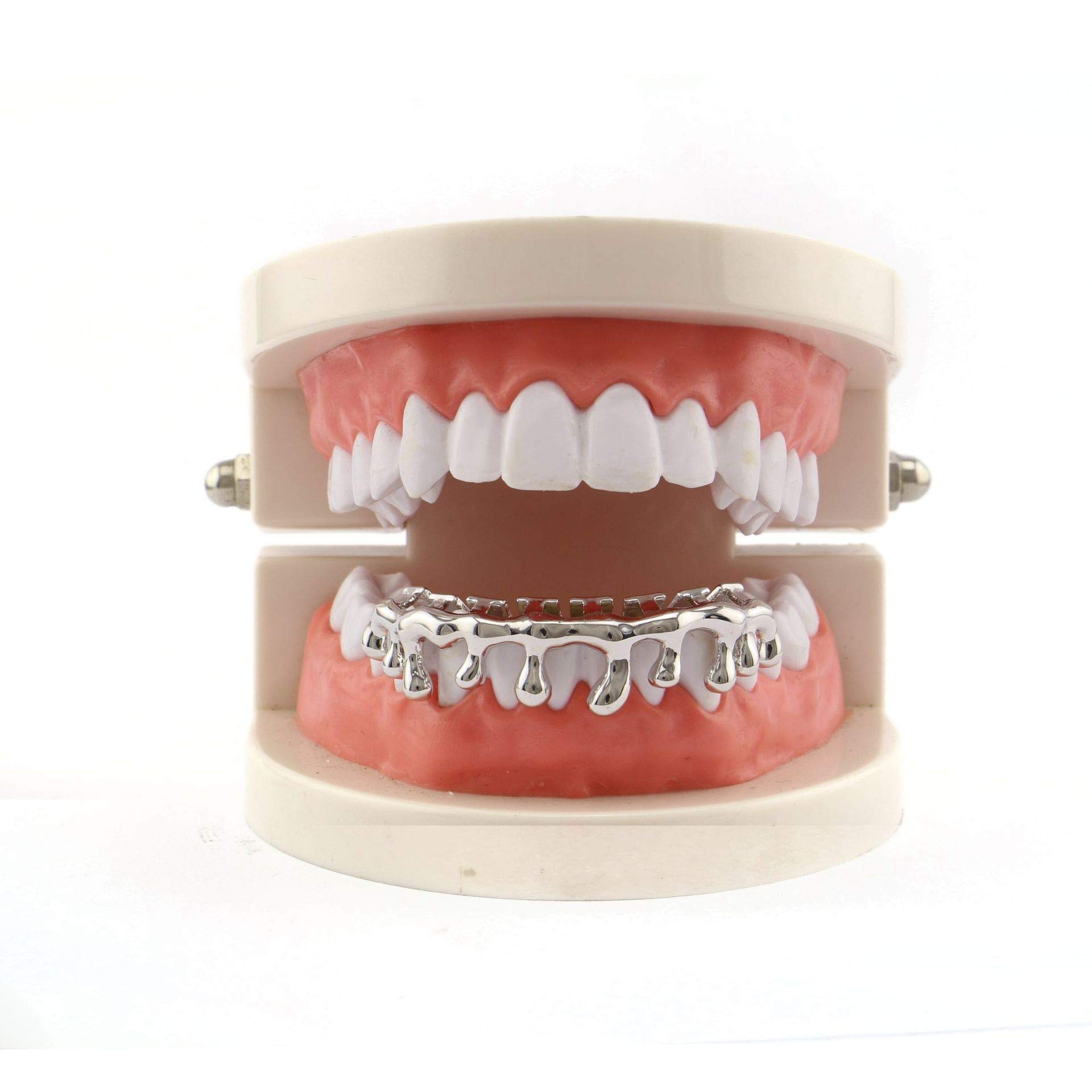 18k Gold Teardrop Bottom Grillz 6 Teeth Lower Teeth Drip Cap Grillz