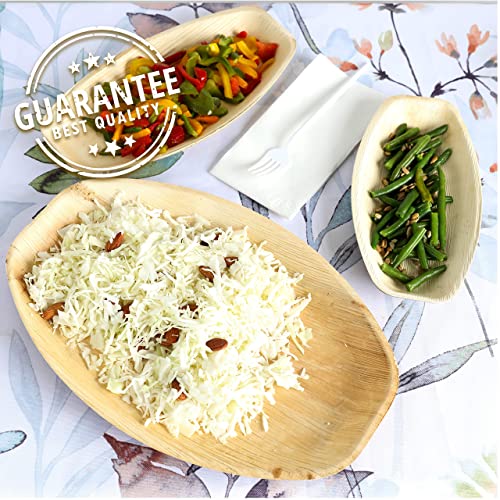 brheez Disposable Bamboo Look - Pack of 6 Oval Serving Platters - 15"x10" Made From All Natural Sturdy Biodegradable and Compostable Palm Leaf - Serving Boats, Serving Trays