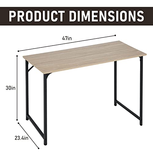 47 inch Computer Desk Home Office Desk Writing Study Table Modern Simple Style PC Desk with Metal Frame Gaming Desk Workstation for Small Space,Nature