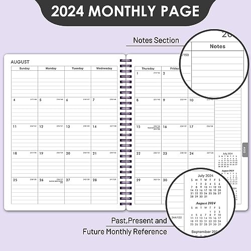 2024 Planner - 2024 Planner Spiral Bound, Jan. 2024 - Dec. 2024, 8”× 10”, 2024 Weekly & Monthly Planners for Women/Man with Printed Monthly Tabs, Strong Twin-Wire Binding, Waterproof Cover