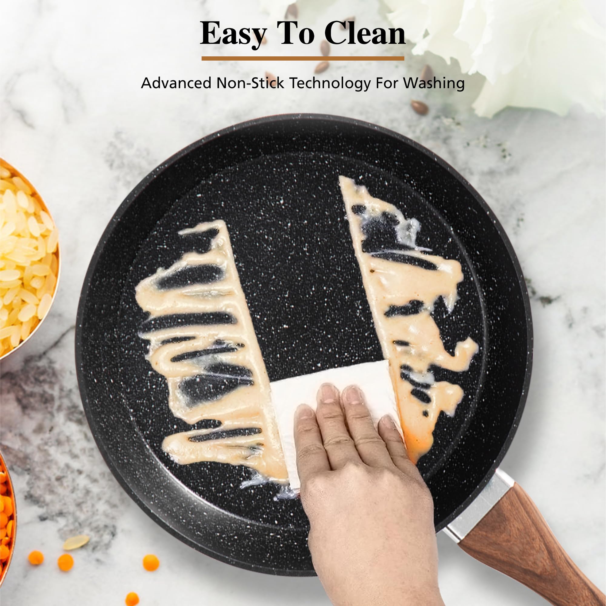 30 Piece Pots and Pans Set Non Stick, Granite Induction Cookware Sets, Nonstick Kitchen Cookware Sets, Non Toxic Cookware Set with Frying Pans and Saucepan, Kitchen Pots and Pans Set, Black