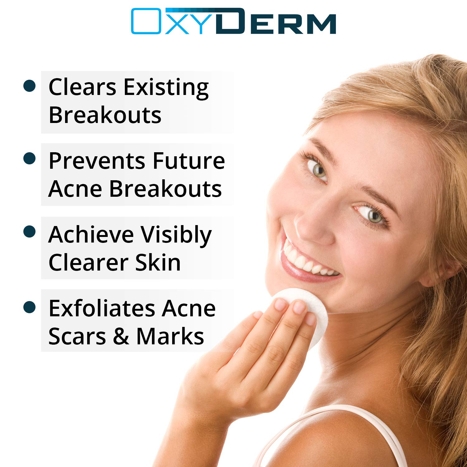 Acne Clearing Treatment Pads- Eliminates Acne Breakout Causing Bacteria. Clear Away Clogged Pores, Oily Skin, Blemish, Blackhead, Pimple, Cystic Breakouts. Contains Salicylic, Glycolic & Lactic Acid.