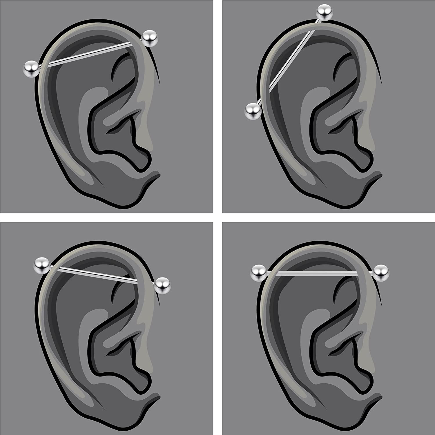 14g Zig Zag Industrial Barbell Wavy Wave Cartilage Earrings Black 38mm 1 1/2 Unique Zigzag Piercing