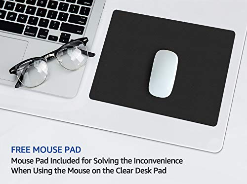 Clear Desk Pad Blotter on Top of Desks Office Table Protector Laptop Computer Keyboard Desktop Plastic PVC Transparent Non-slip Desk Writing Mat Organizer Mouse Pad Included Waterproof 16 X 32 Inches
