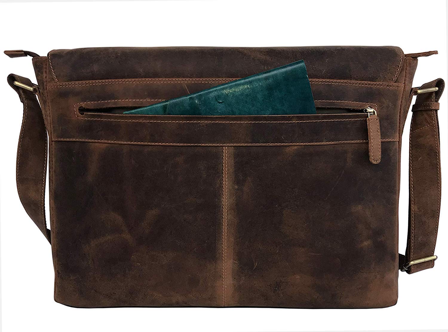 18 inch Vintage Leather Full Flap Messenger Handmade Bag Laptop Bag Satchel Bag Padded Messenger Bag Brown (messenger brown) (brown)