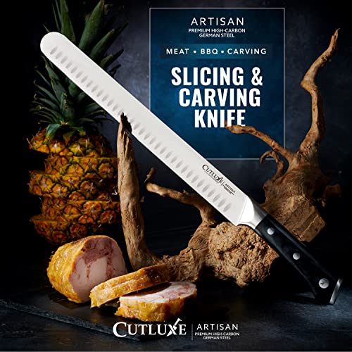 Cutluxe Slicing Carving Knife โ 12" Brisket Knife, Meat Cutting and BBQ Knife โ Razor Sharp German Steel โ Full Tang & Ergonomic Handle Design โ Artisan Series