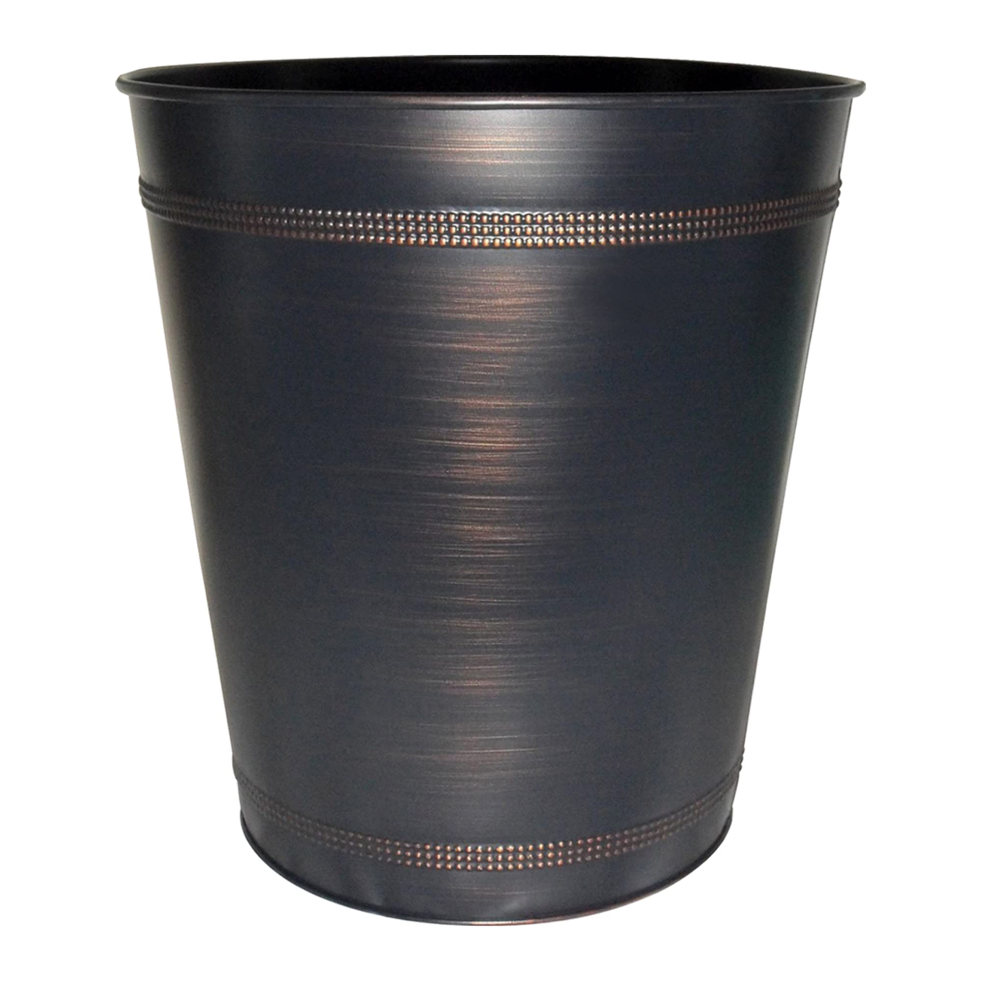 nu steel Set of 2 Round Metal Small 2.5 Gallon Recycle Trash Can Wastebasket, Garbage Container Bin for Bathrooms, Kitchen, Bedroom, Home Office - Durable Stainless Steel - Oil Rubbed Bronze Finish