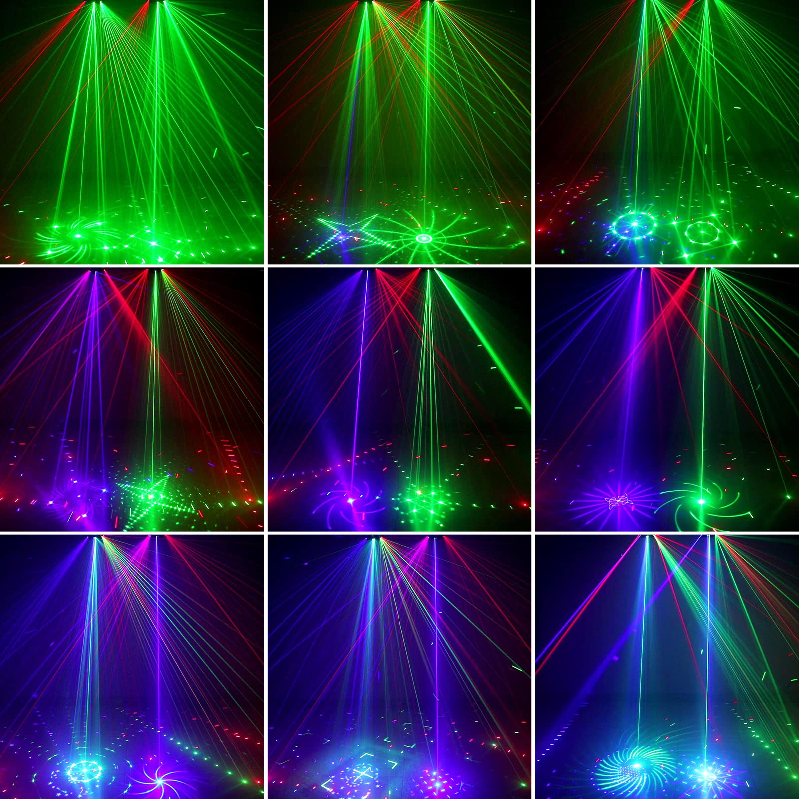 15 Eyes Party Lights DJ Disco Light RGBW UV Strobe Lighting Effect LED Projector Sound Activated Ravelight Remote Control for Home Parties Karaoke Birthday Wedding Bar