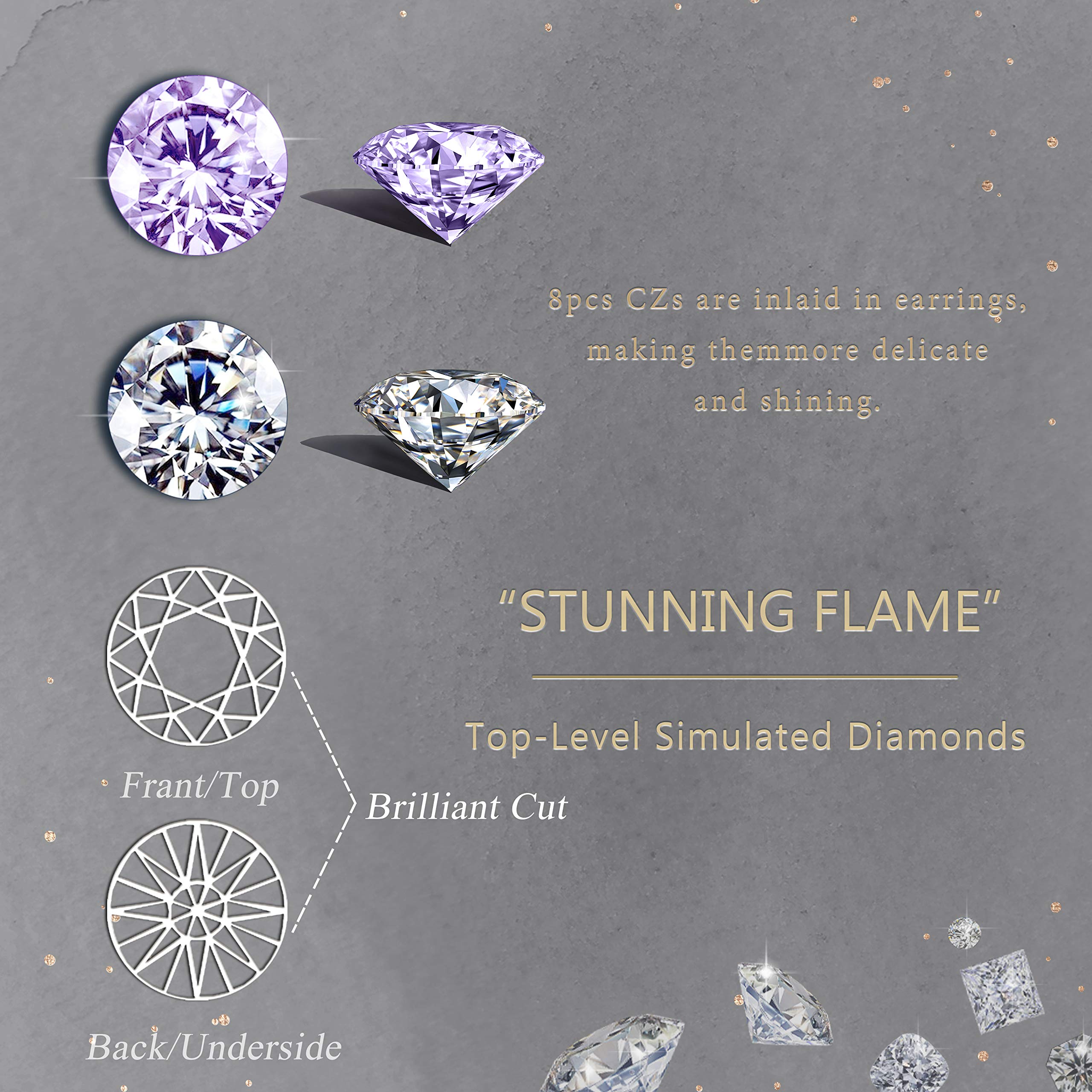 18K White Gold Plated Halo Cluster Cubic Zirconia Stud Earrings for Women - Sterling Silver CZ Jewelry Set