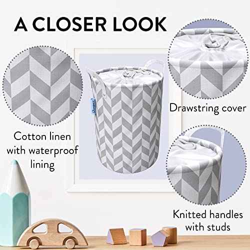 GLAMPERS Laundry Hamper 43/46/54L | Large Laundry Baskets with Sturdy Handles | Collapsible Kids Hamper for Dirty Clothes, Toys | Large, Gray Wave2