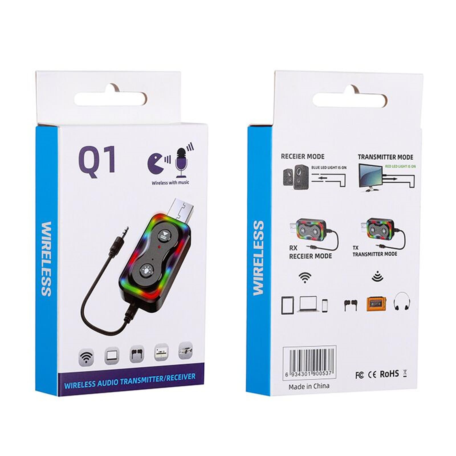 2 in 1 Bluetooth 5.3 Transmitter and Receiver, Low Latency Bluetooth Audio Adapter for TV to Bluetooth Headphone, Wireless Aux Receiver for Car/TV/Home Stereo/Headphone/Speaker