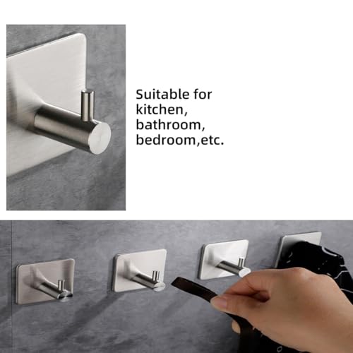 2pcs Suction Cup Hooks for Shower, Bathroom, Kitchen, Glass Door, Mirror, Tile – Loofah, Towel, Coat, Bath Robe Hook Holder for Hanging up to 15 lbs (SUS 304 Stainless Steel/Silver/Brushed Surface)