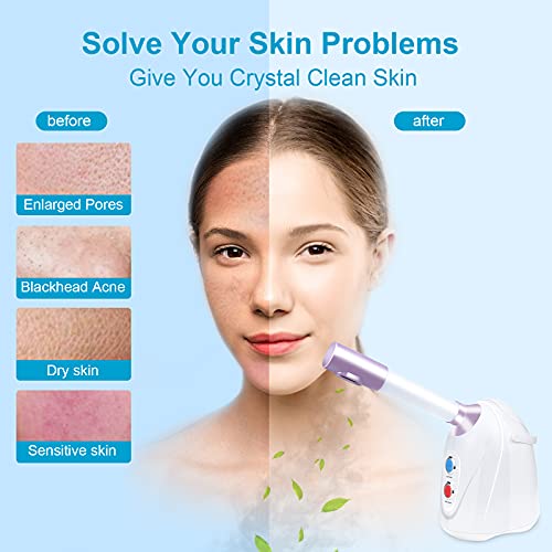 Nano Facial Steamer with Extendable Arm, Cold/Warm/Hot Face Steamer for Facial Spa for Home and Salon, Table Top Face Steam with 7PCS Skin Care Kit