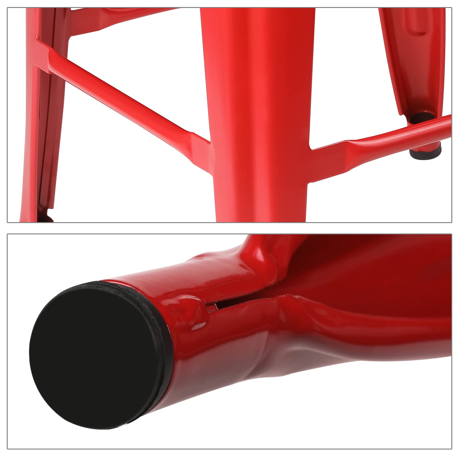 MoNiBloom 30 Inch Bar Stools, Set of 4 Vintage Patio Furniture Indoor Outdoor Stackable Kitchen Stools Dining Chair, Red
